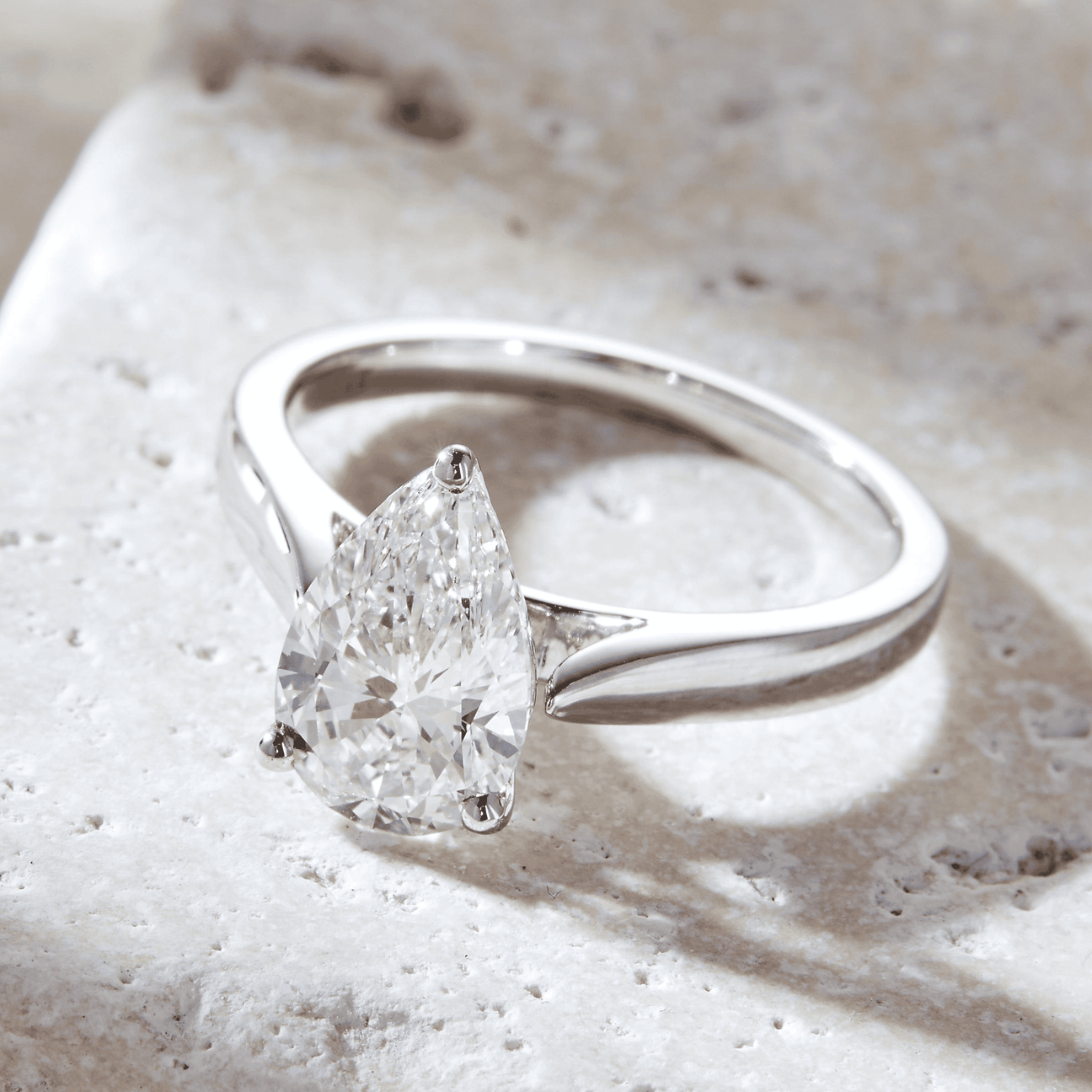 Pear Lab Grown Diamond Cathedral Solitaire Engagement Ring – Alora Bijou