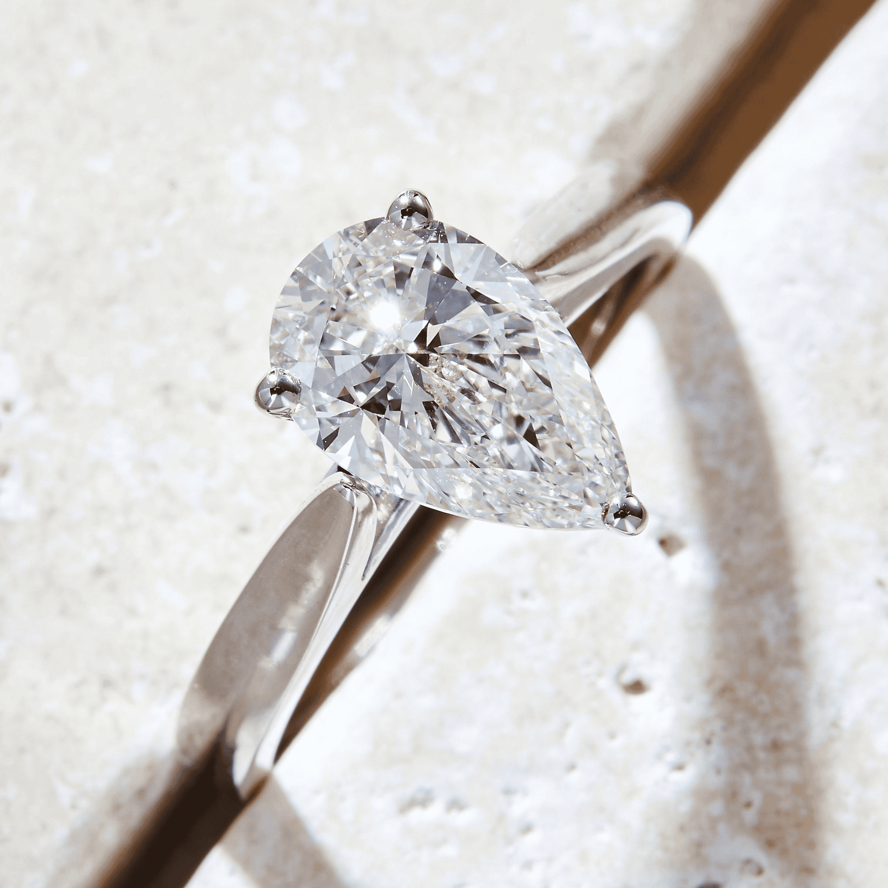 Pear Lab Grown Diamond Cathedral Solitaire Engagement Ring – Alora Bijou