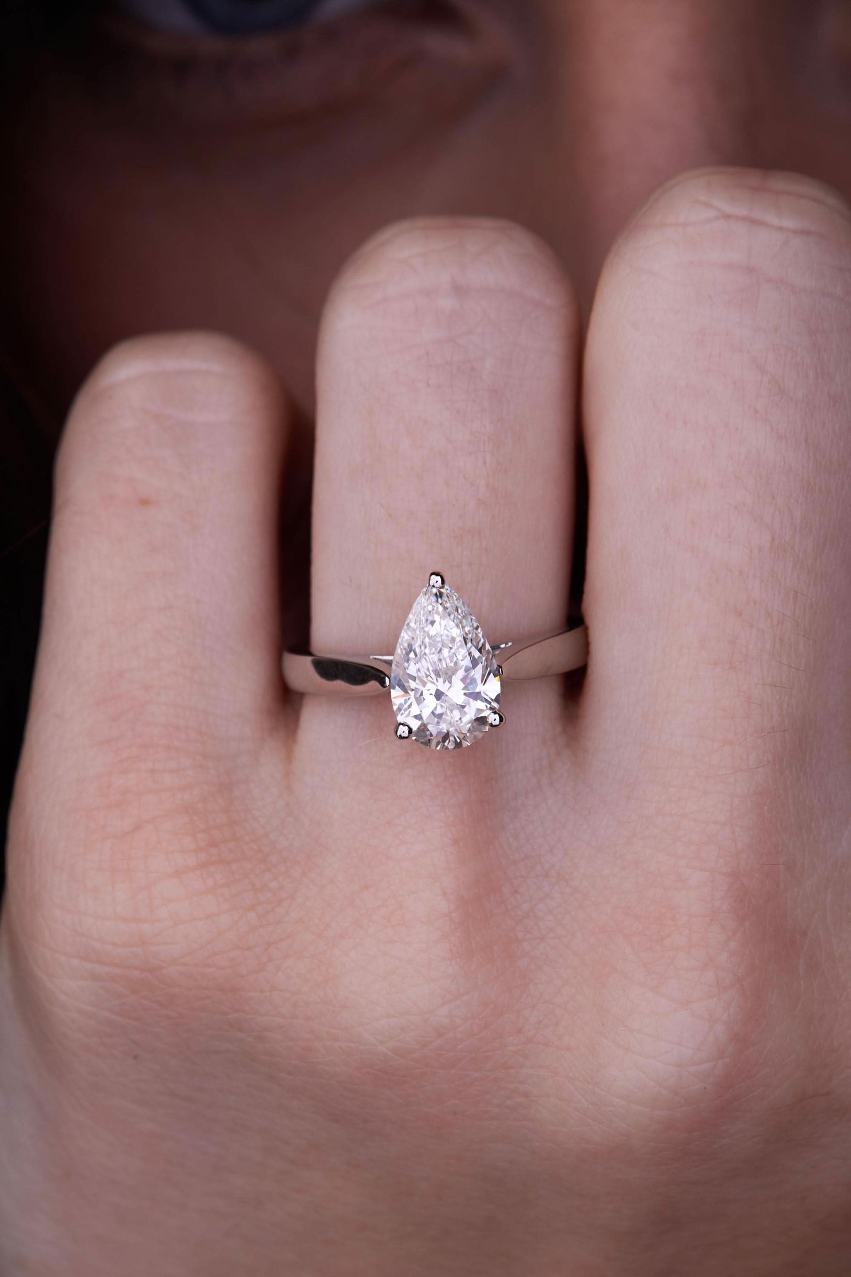 Pear Lab Grown Diamond Cathedral Solitaire Engagement Ring – Alora Bijou
